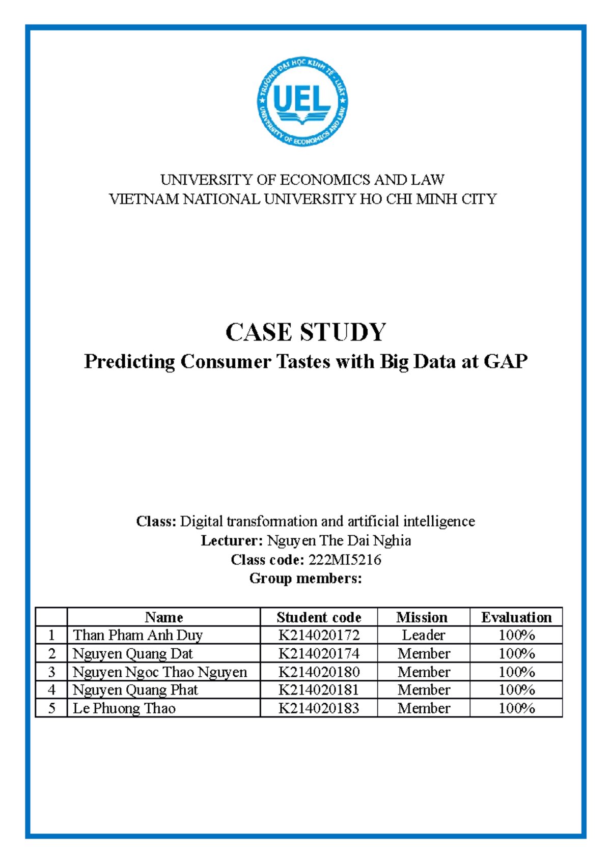 Chuyển đổi số GAP case - UNIVERSITY OF ECONOMICS AND LAW VIETNAM ...