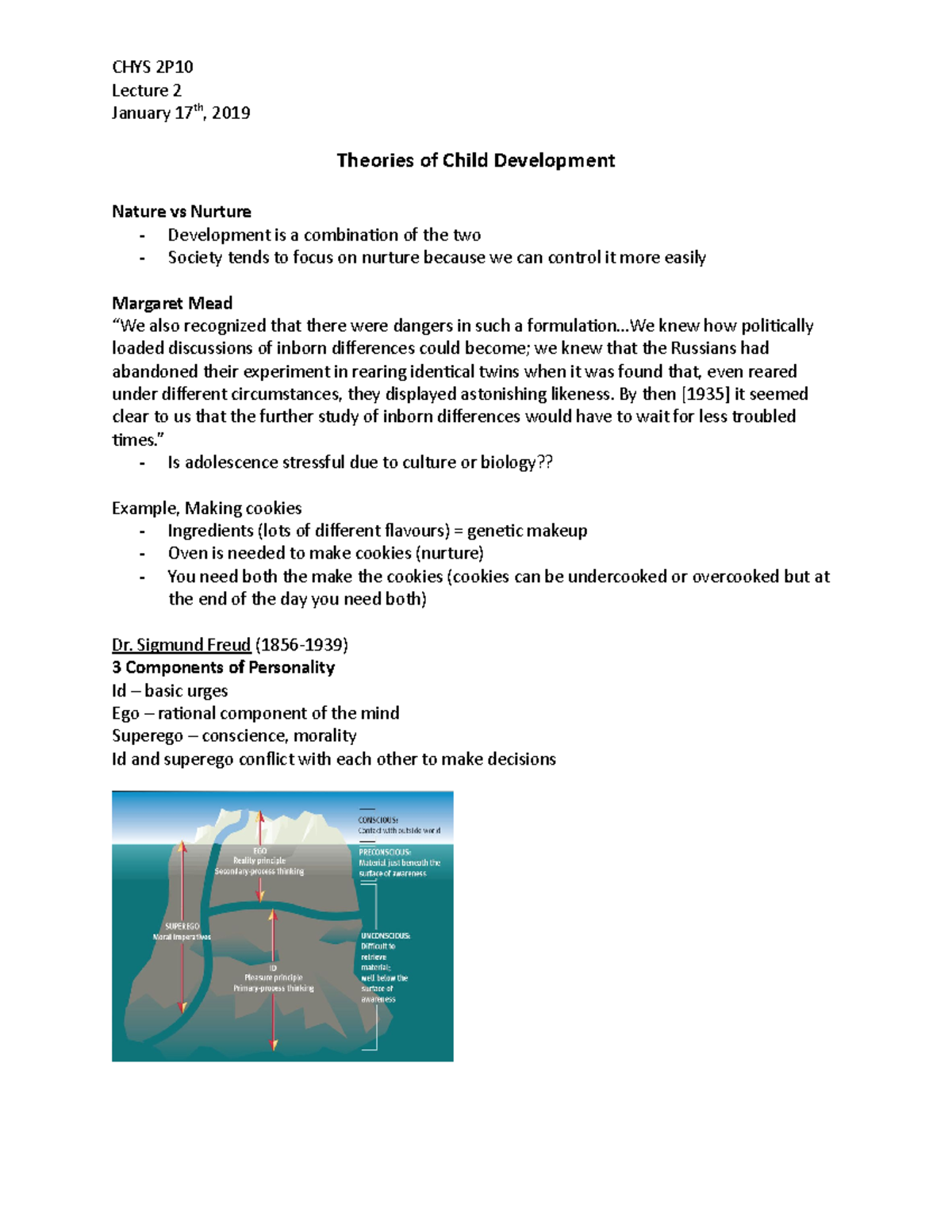 2P10 Lecture 2 - Lecture 2 January 17th, 2019 Theories of Child ...