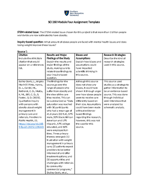 SCI 260 Module 7 Project - Southern New Hampshire University SCI-260 ...