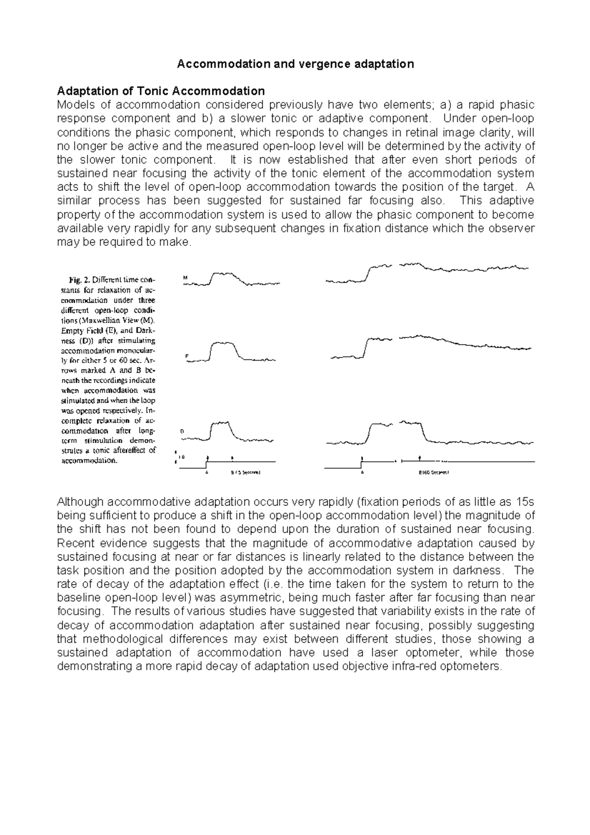 Accommodation&Vergence Adaptation - Accommodation and vergence ...
