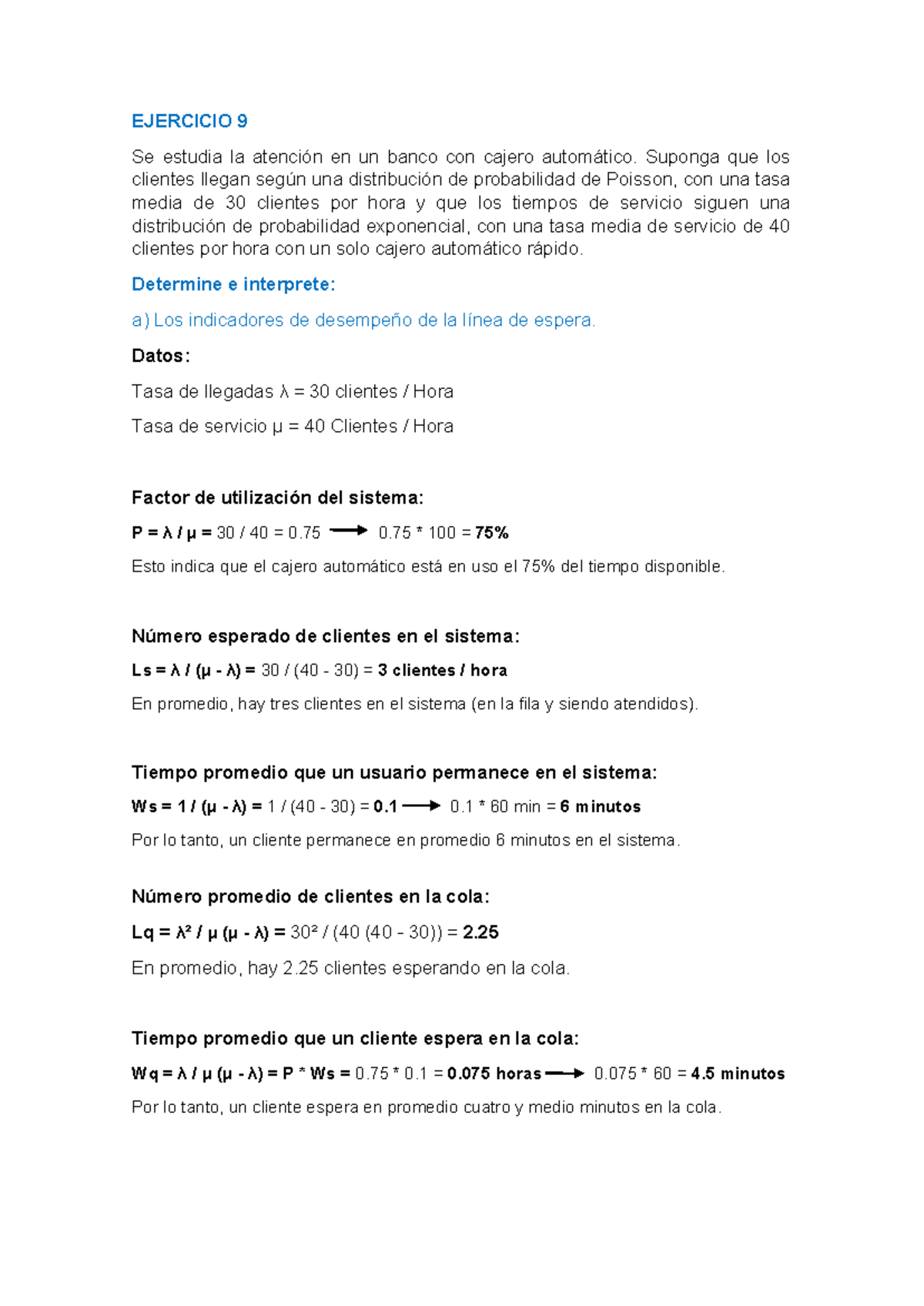 Ejercicio 9 - Herramientas para la Toma De Decisiones - EJERCICIO 9 Se estudia la atención en un ...