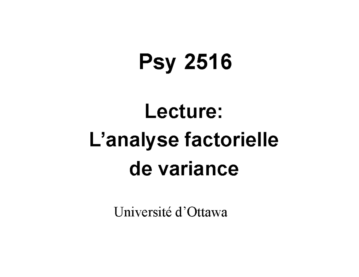 P2516 lecture 6 - Psy 2516 Lecture: L’analyse factorielle de variance ...