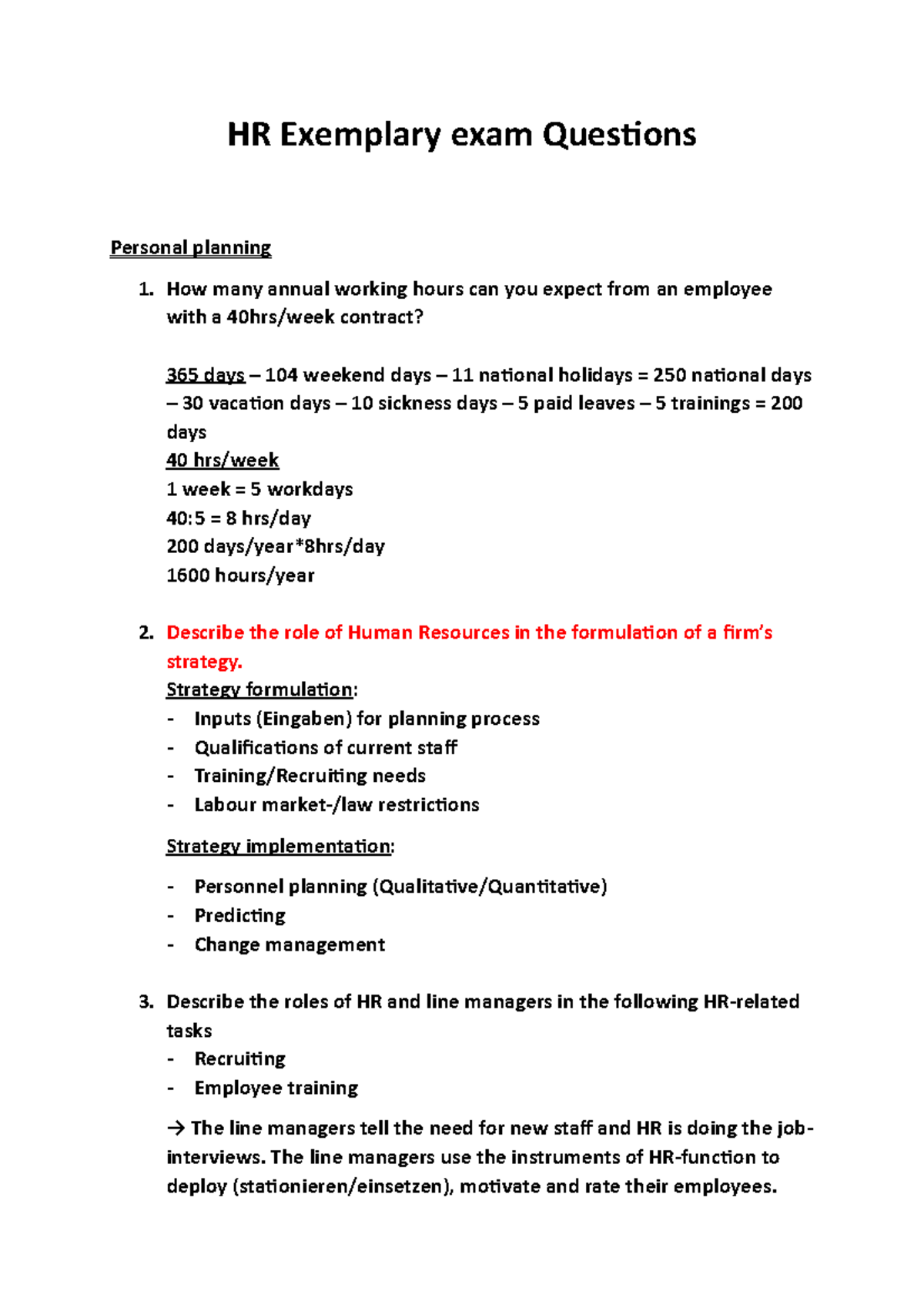 HR Exemplary exam Questions answers - HR Exemplary exam Questions ...