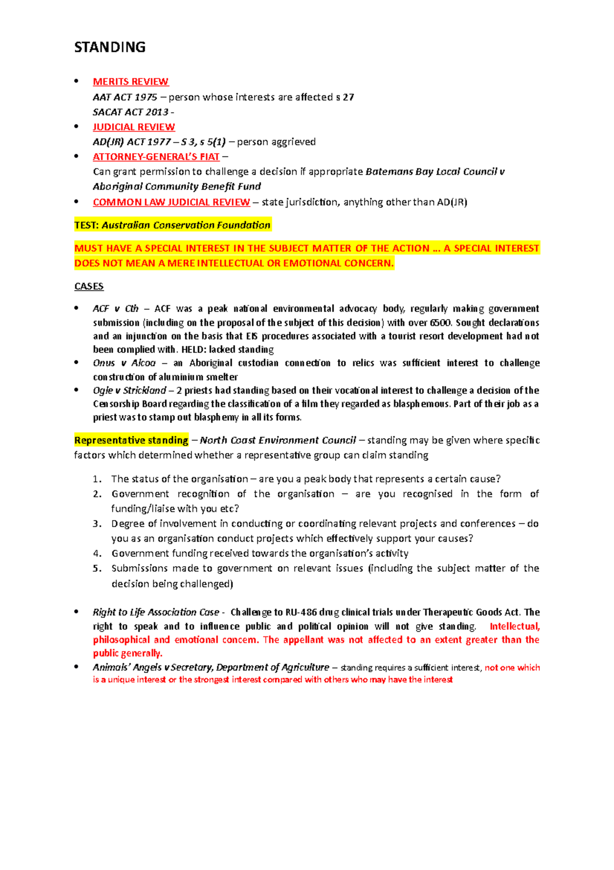Week 4 Standing Lecture Notes 1 STANDING MERITS REVIEW AAT ACT 1975 week-4-standing-lecture-notes-1-standing-merits-review-aat-act-1975