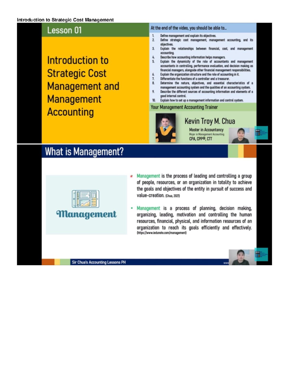 Intro to Scmma-Prof-Chua - Strategic Management - Introduction to ...