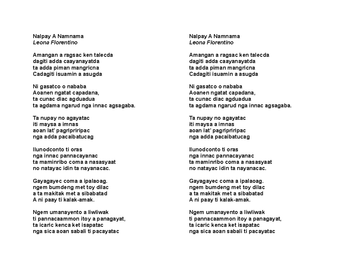 Nalpay-A-Namnam 1 - Leona Florentino's Nalpay a Namnama - Nalpay A ...