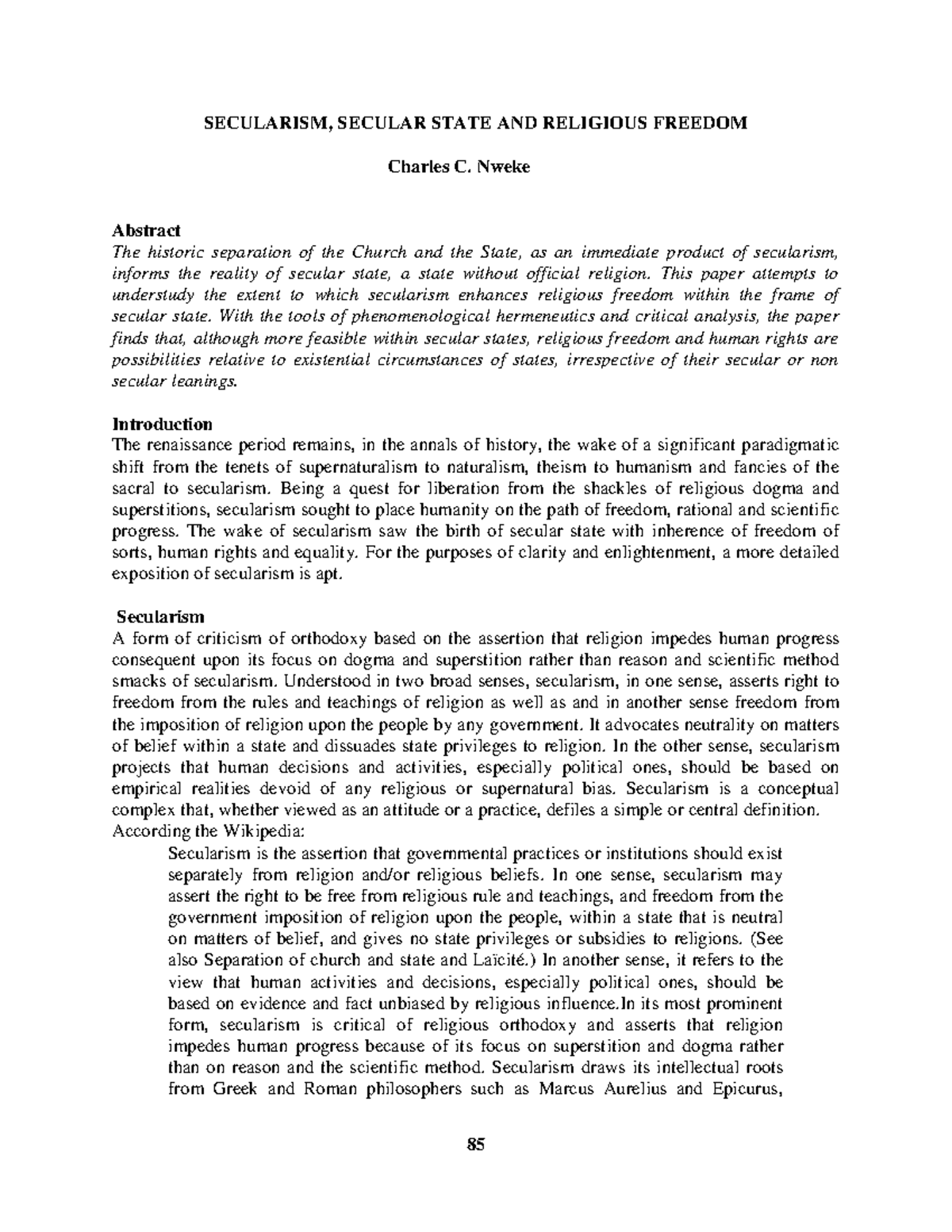 119663 330077 1 SM - notes - SECULARISM, SECULAR STATE AND RELIGIOUS ...