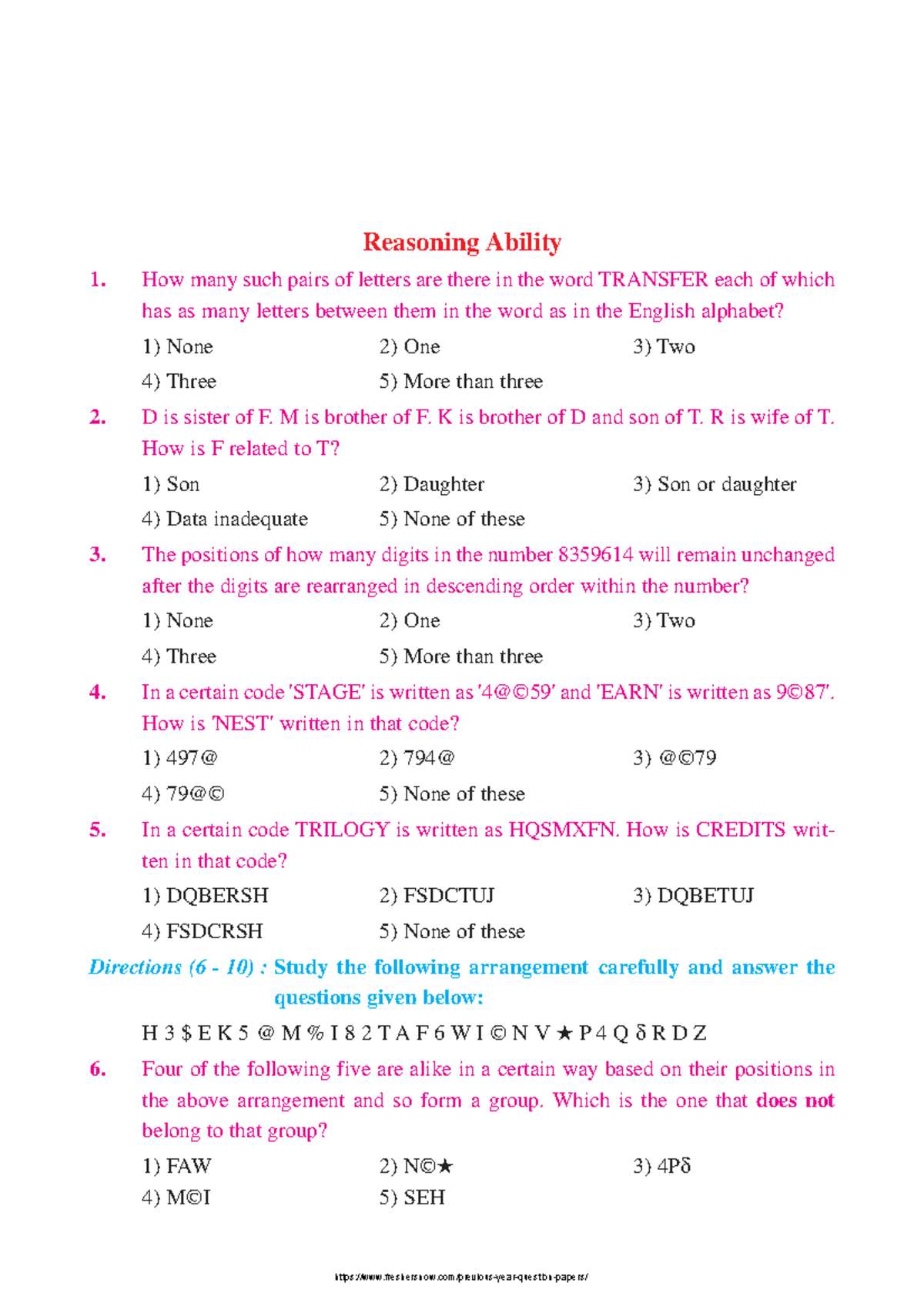 SAIL Bokaro OCTT ACTT Reasoning - Reasoning Ability How many such pairs of letters are there in ...