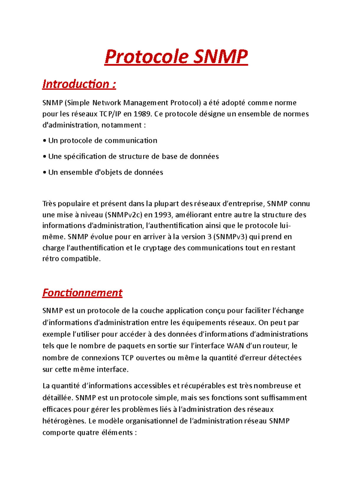 Protocole SNMP - Protocole SNMP Introduction : SNMP (Simple Network ...