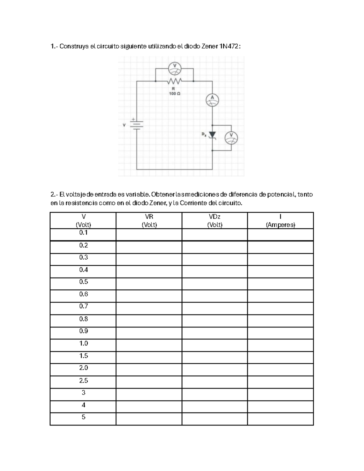 Practica 3 FM - 1.- Construya el circuito siguiente utilizando el diodo ...
