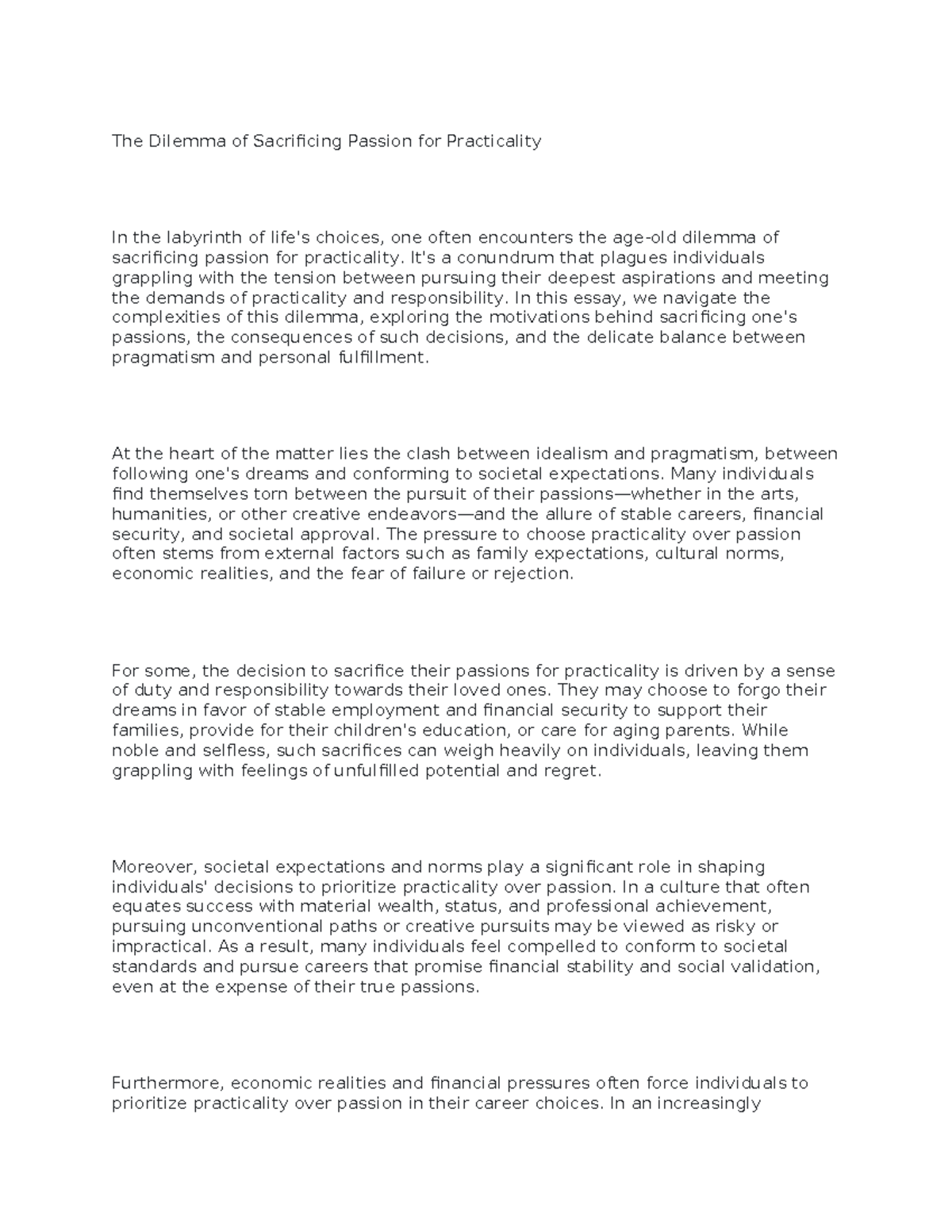 The Dilemma of Sacrificing Passion for Practicality - It's a conundrum ...