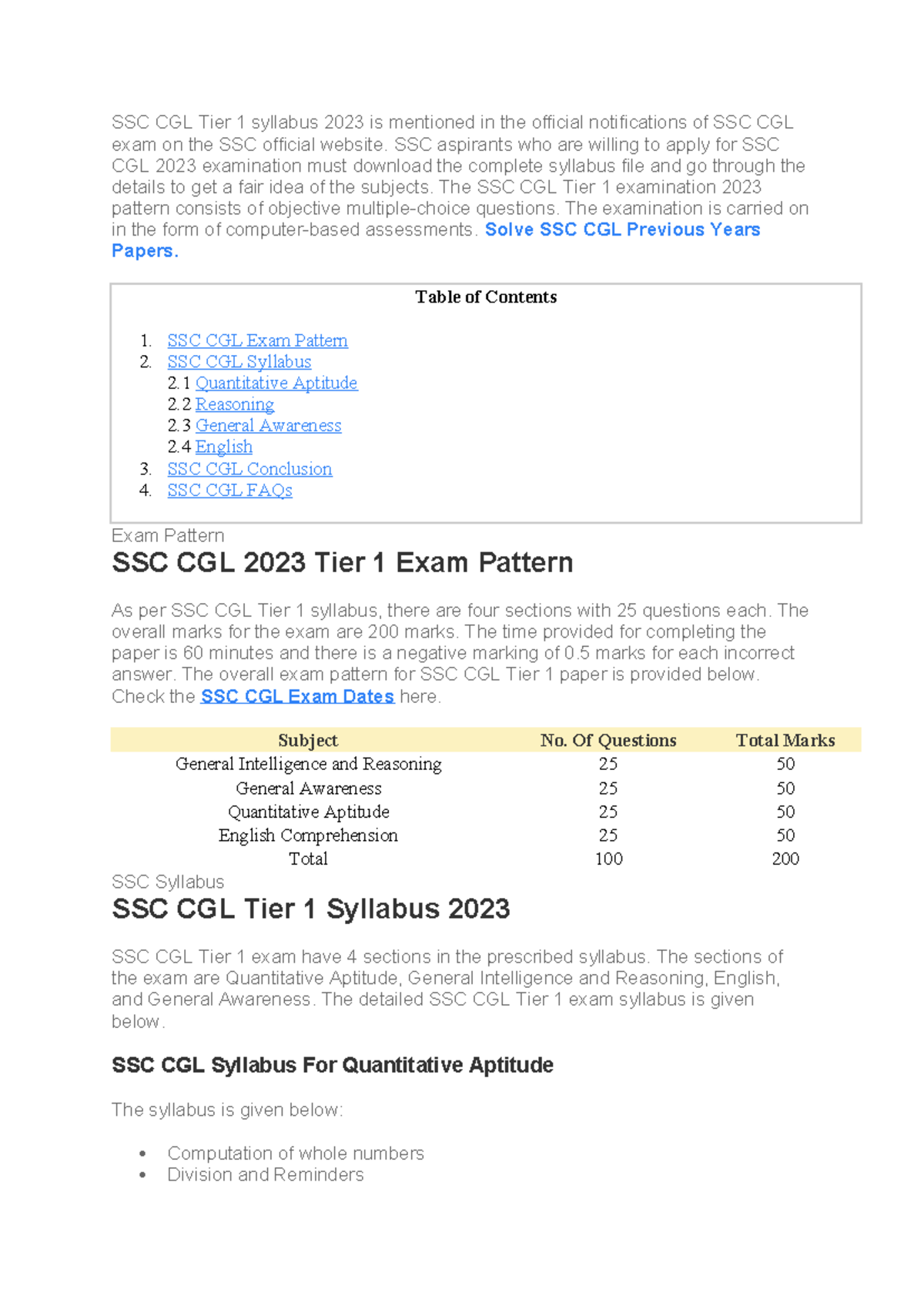 SSC CGL Tier 1 syllabus 2023 is mentioned in the official notifications ...