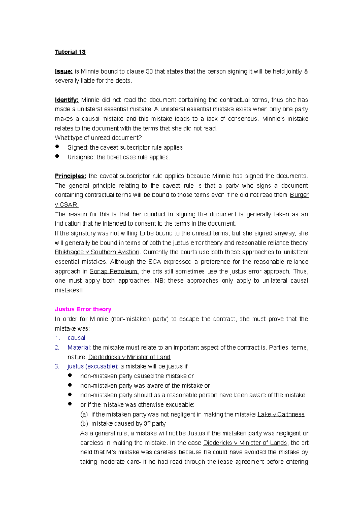 Tutorial 13 - Issue: is Minnie bound to clause 33 that states that the ...