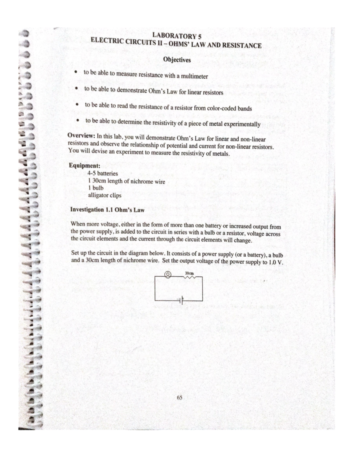 Lab 5 - electric circuits 2- ohm's law and resistance - PHYS 2401 - Studocu