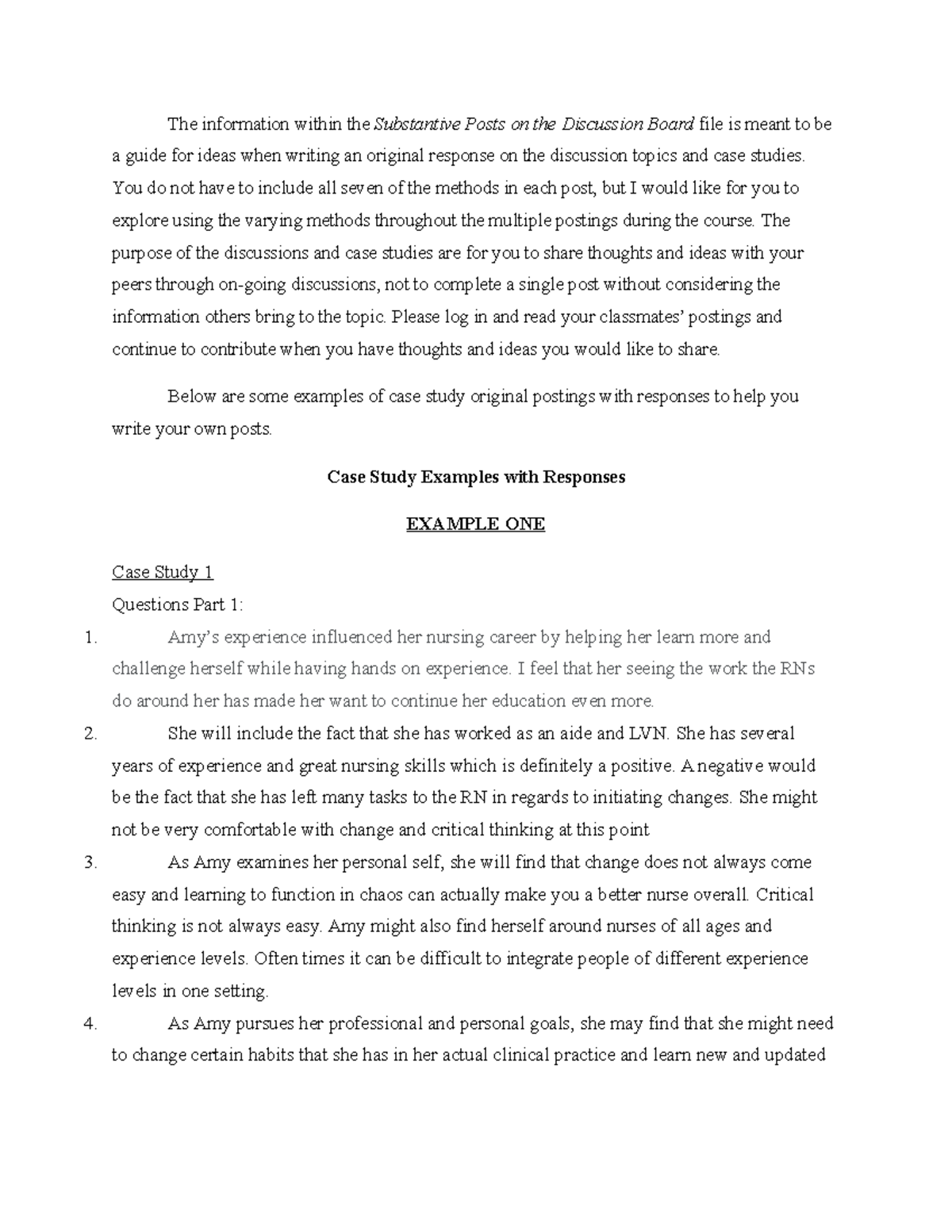 Case Study Examples - The information within the Substantive Posts on ...