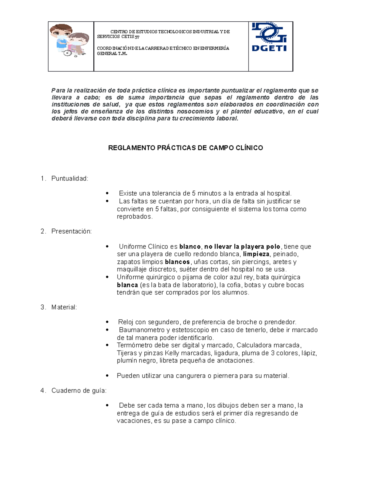 Reglamento y Guía de estudios Campo Clínico E.G. 2022-1 - SERVICIOS ...