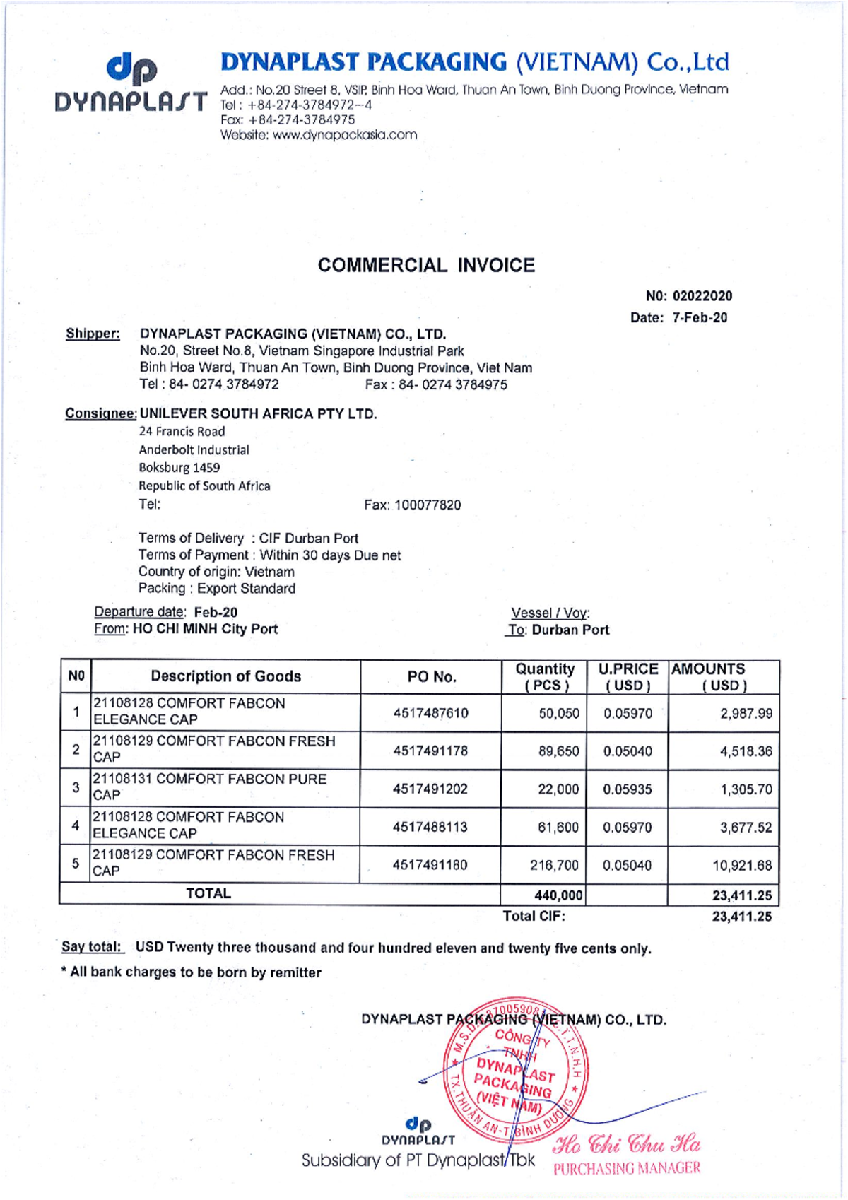 INvoice +packing list - Khai báo hải quan - Studocu