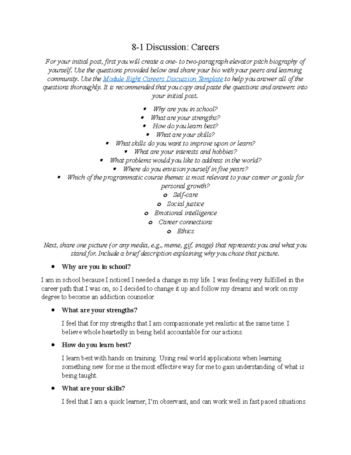 8-1 Discussion Careers - 8-1 Discussion: Careers For your initial post ...