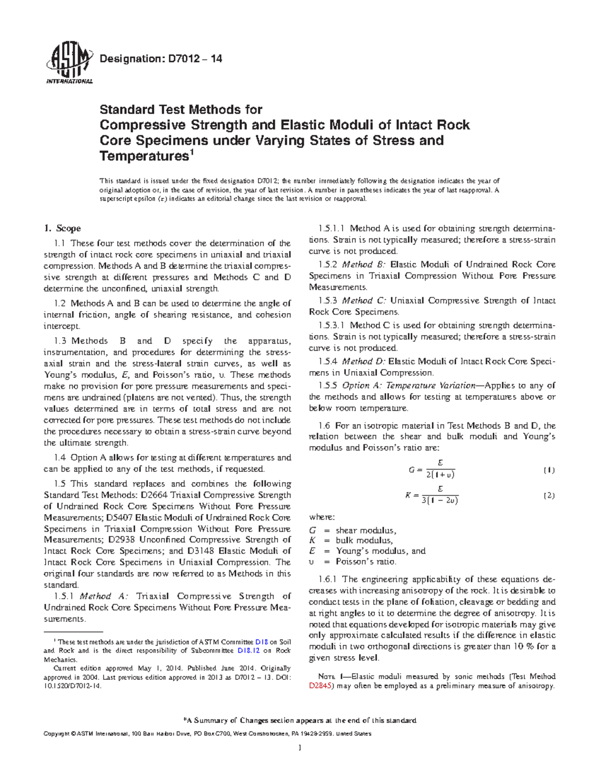 ASTM-D7012-14 Fuerza DE Compresion Y Elasticidad PARA Rocas ...