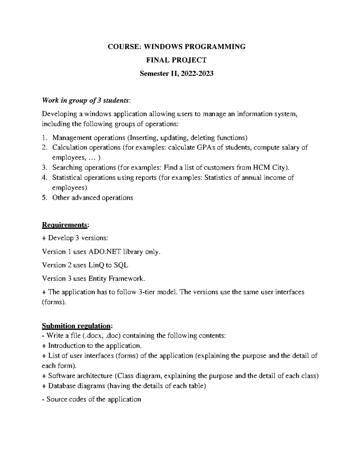 Final project -2023 - COURSE: WINDOWS PROGRAMMING FINAL PROJECT ...