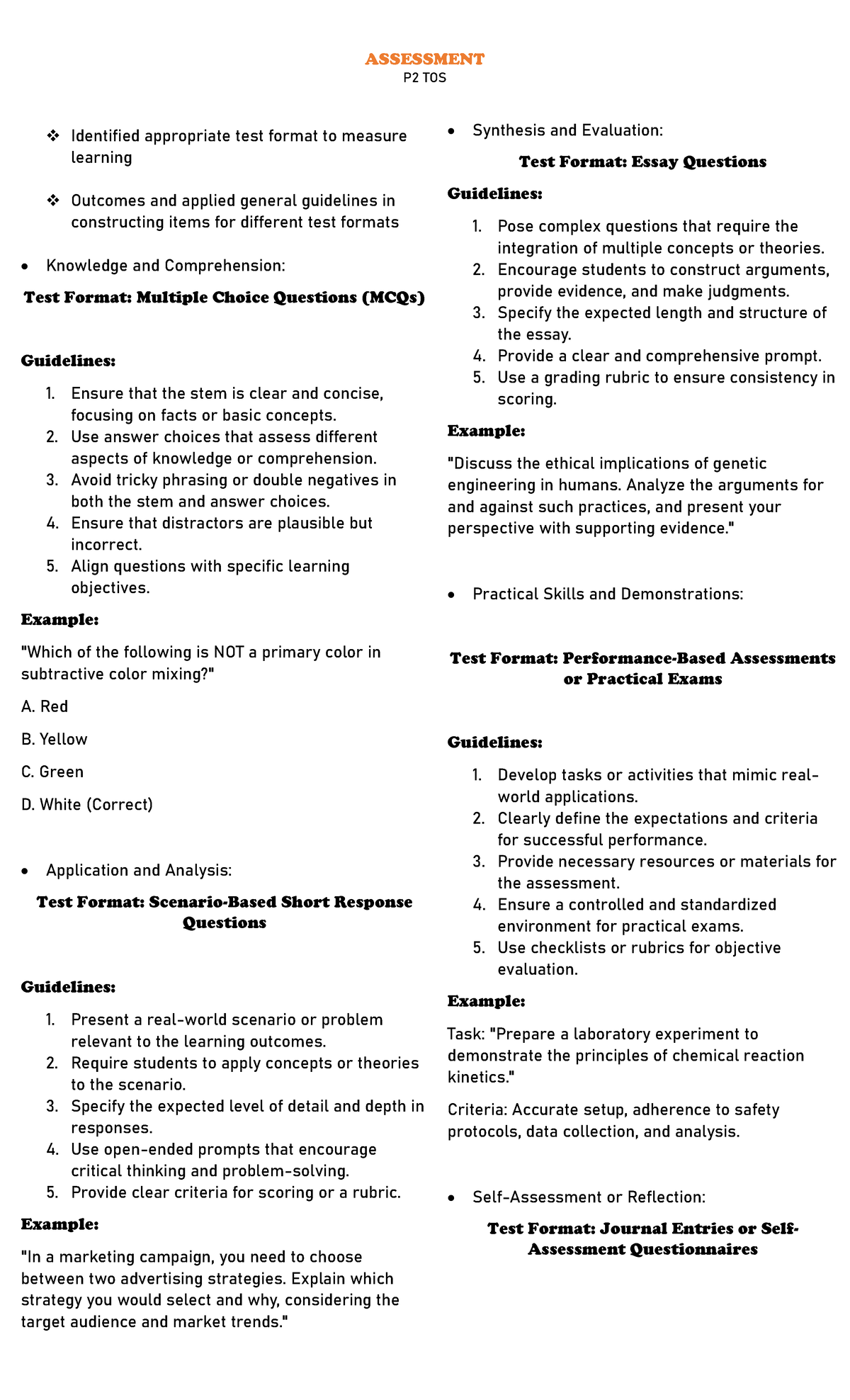 P2-TOS- Assessment - ...................... - P2 TOS Identified ...
