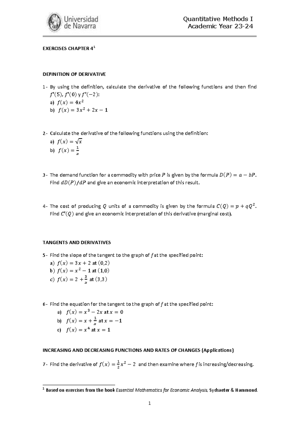 Exercises ch4 2324 - ejercicios chapter 4 - 1 Based on exercises from the book Essential ...