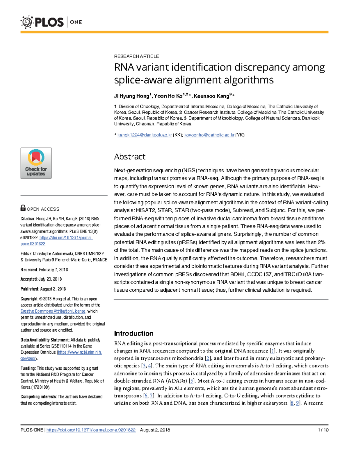 Variant identification discrepancy among - RESEARCH ARTICLE RNA variant ...