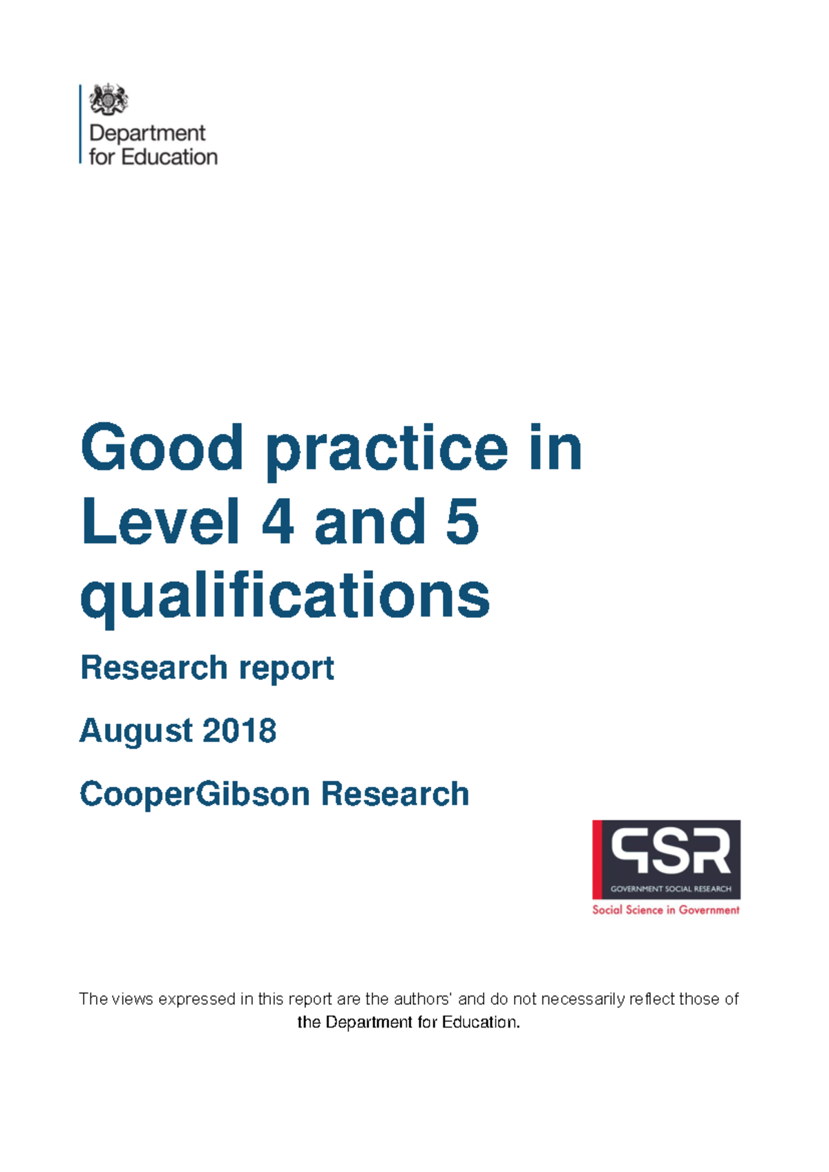 Good practice in Level 4 and 5 qualifications - Good practice in Level ...
