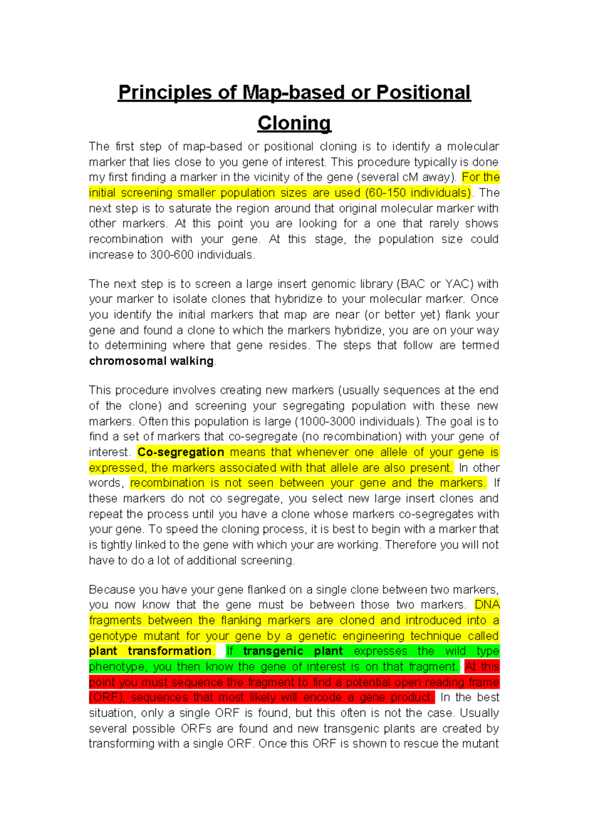 Gene Cloning And Positional Mapping Principles Of Map Based Or Positional Cloning The First