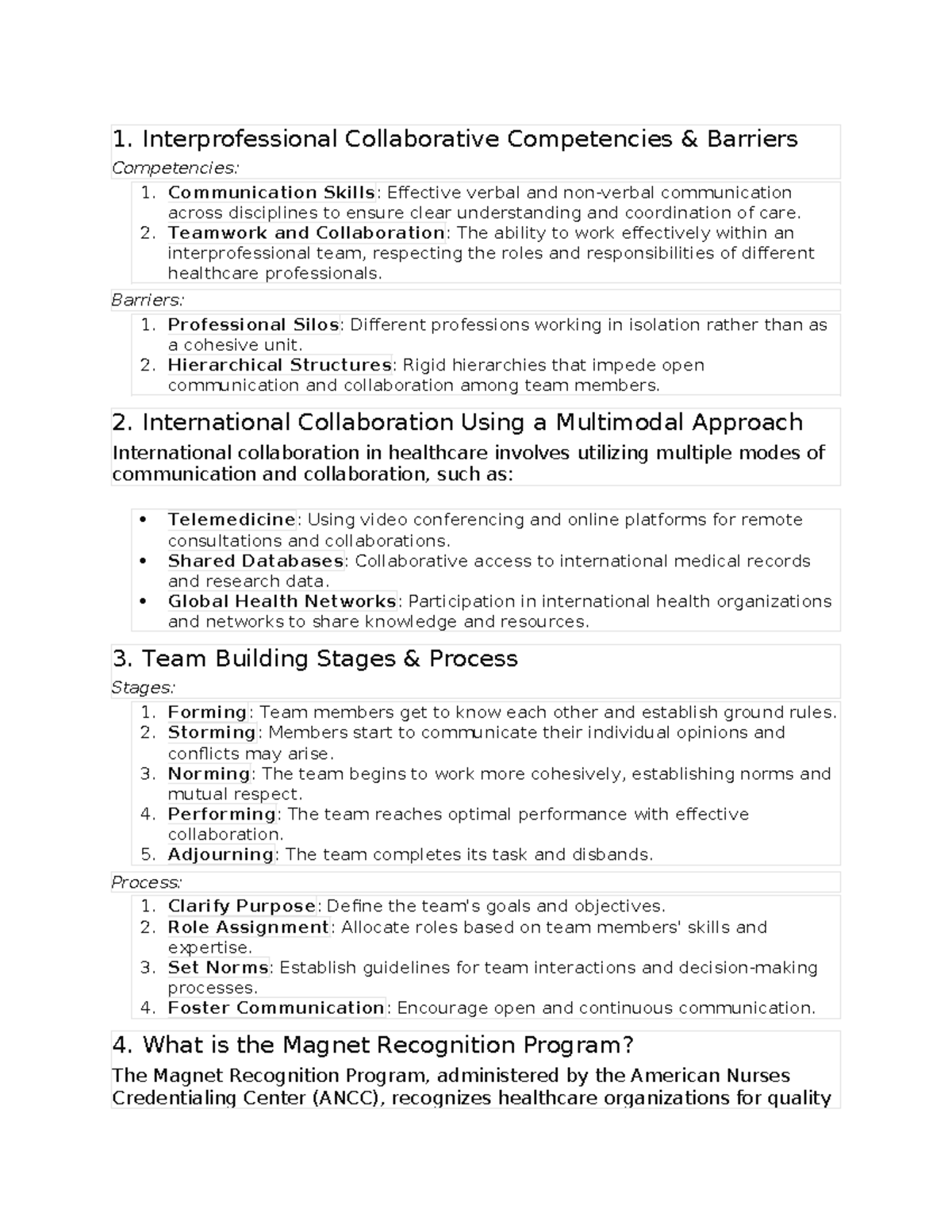 Prep for Class Scenarios - 1. Interprofessional Collaborative Competencies & Barriers - Studocu