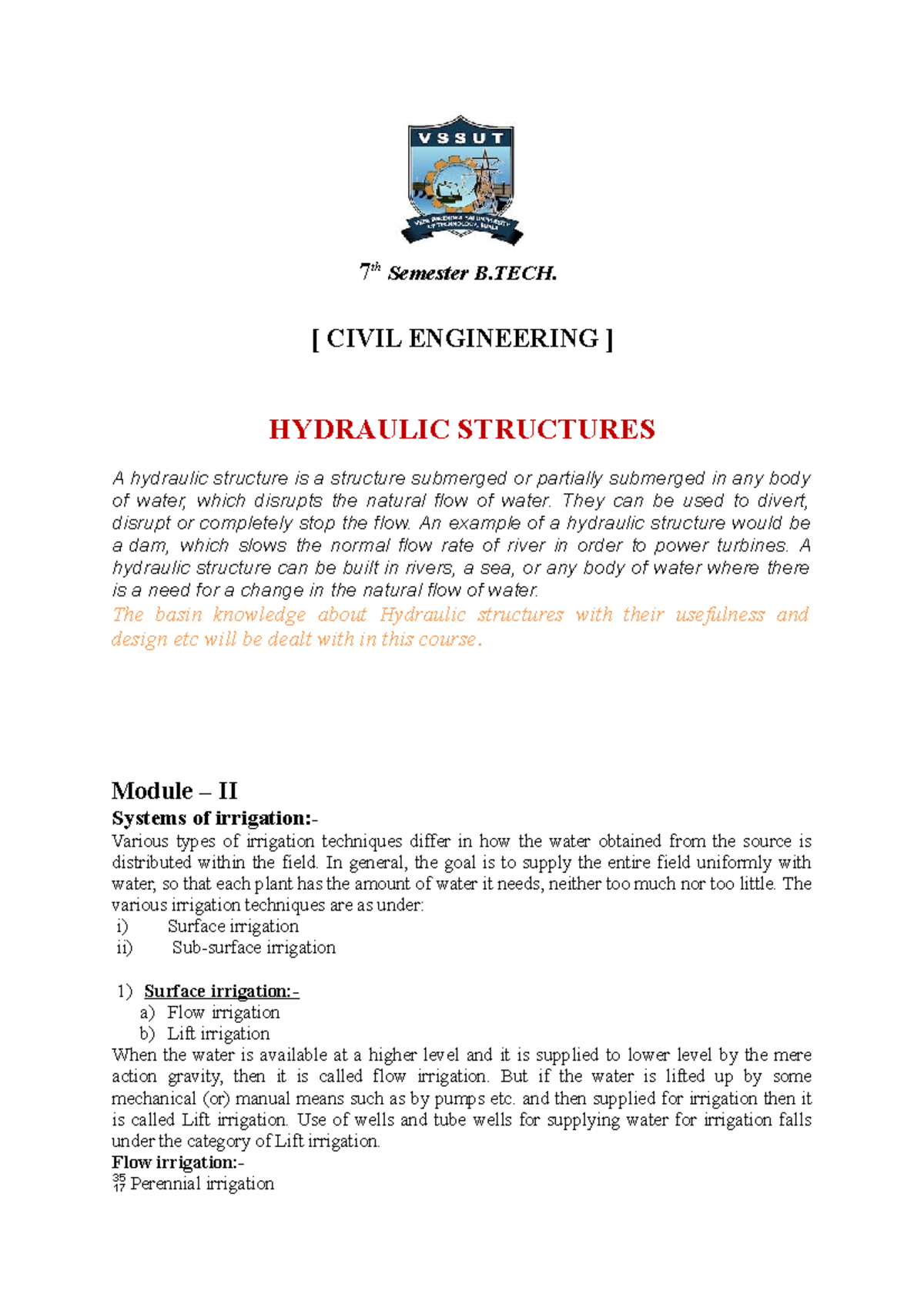 Hydraulic Structures - 7 th Semester B. [ CIVIL ENGINEERING ] HYDRAULIC ...
