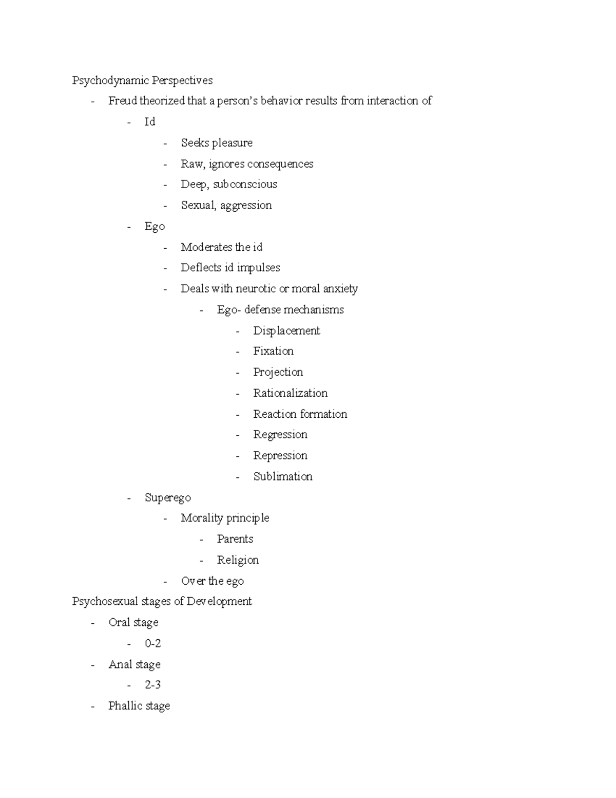 AP 4 (causes - psychodynamic) - Psychodynamic Perspectives - Freud ...