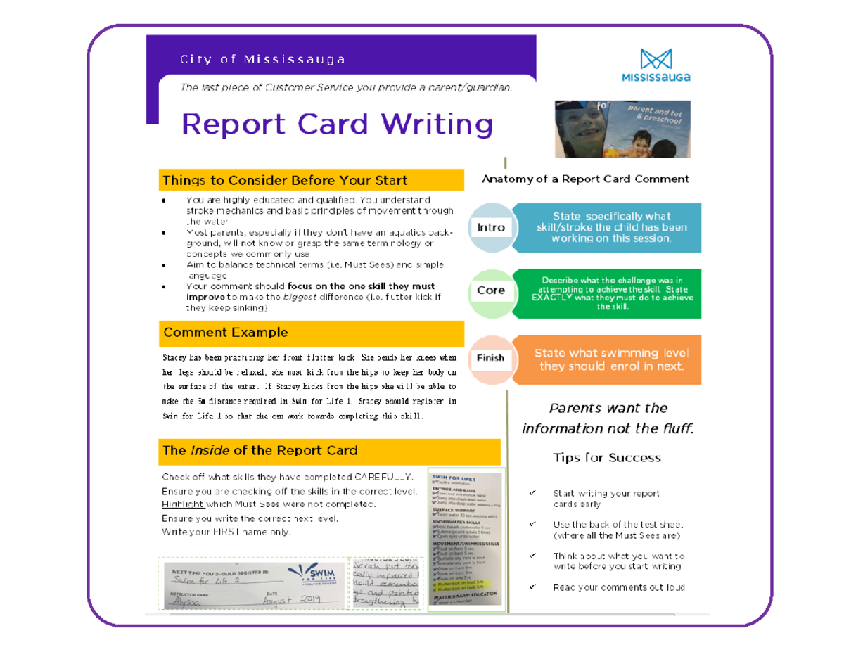 Report Card Writing Resource - City of Mississauga MISSISSAUGA The last ...