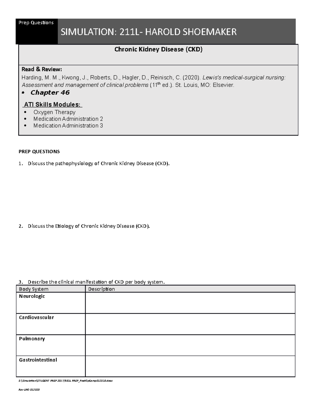DAY 3 PRE SIM Assignment - Harold Shoemaker - Prep Questions SIMULATION ...