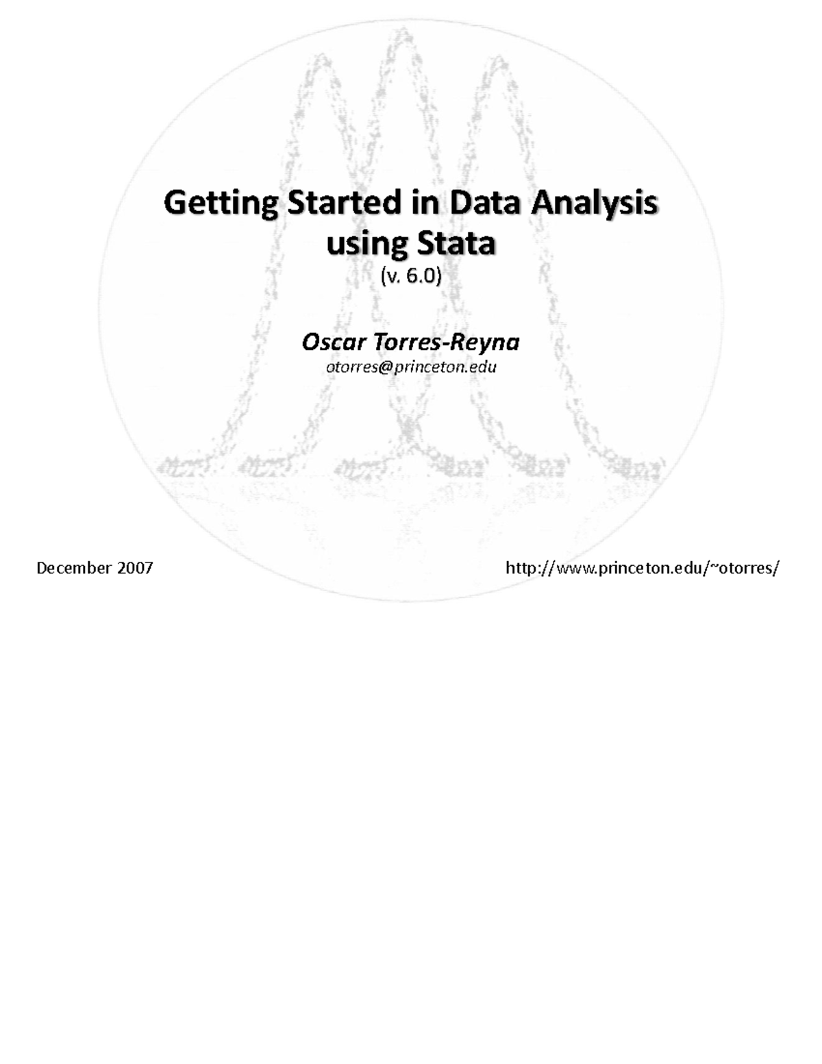 Stata Tutorial - . Material provided by the lecturer - Getting Started in Data Analysis using ...