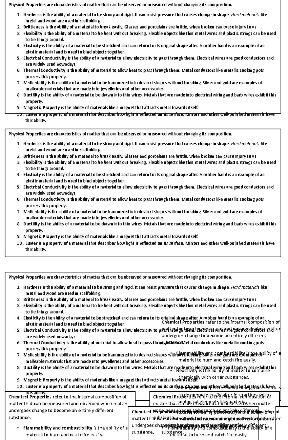 1 week notes to solid properties of matter - Physical Properties are ...