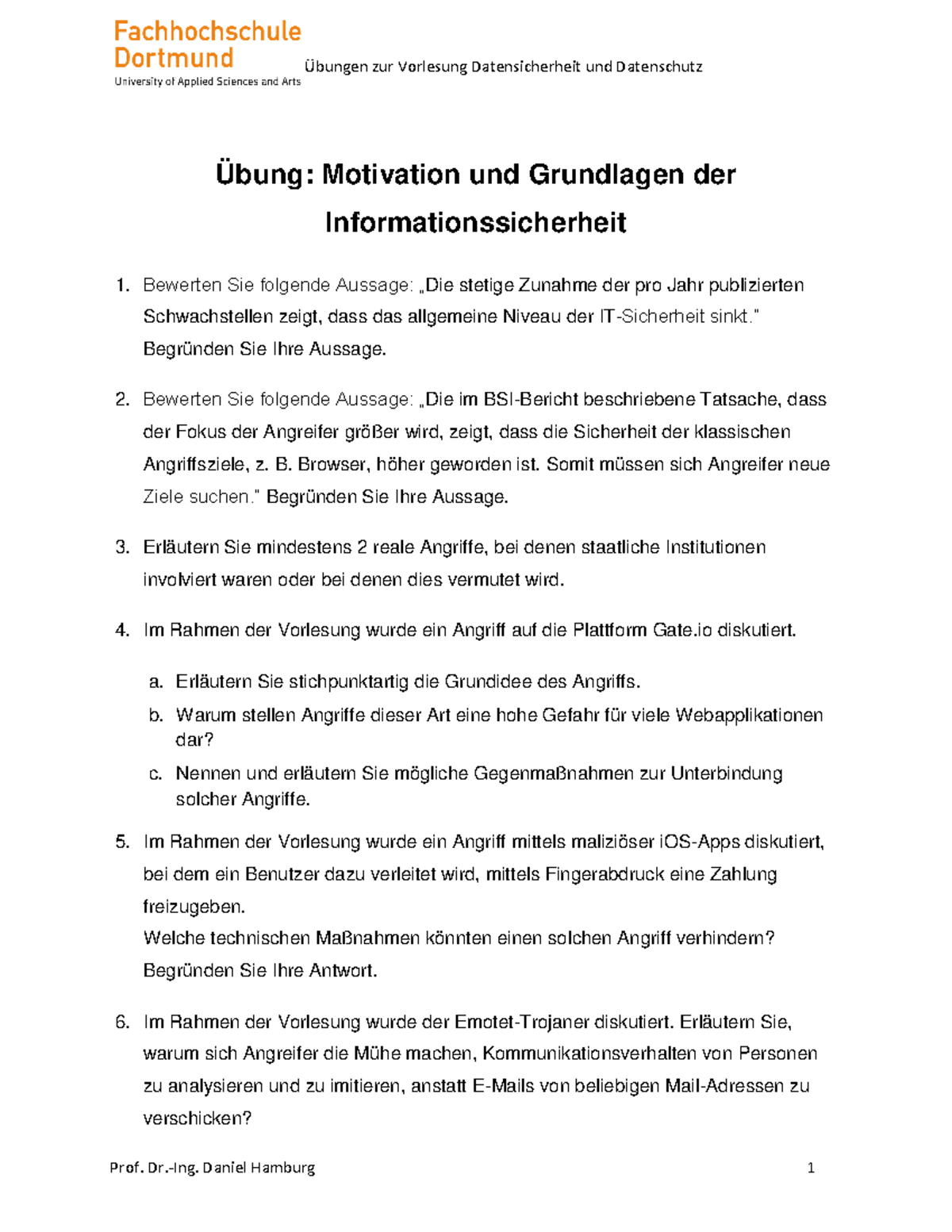 1. Uebung Motivation und Grundlagen - Warning: TT: undefined function: 32 Übungen zur Vorlesung ...