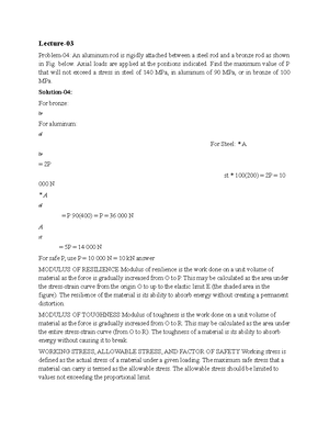 mechanics of materials lec 1 - Lecture 1 Strength of Materials/Mechanics of Solids: “A branch of ...