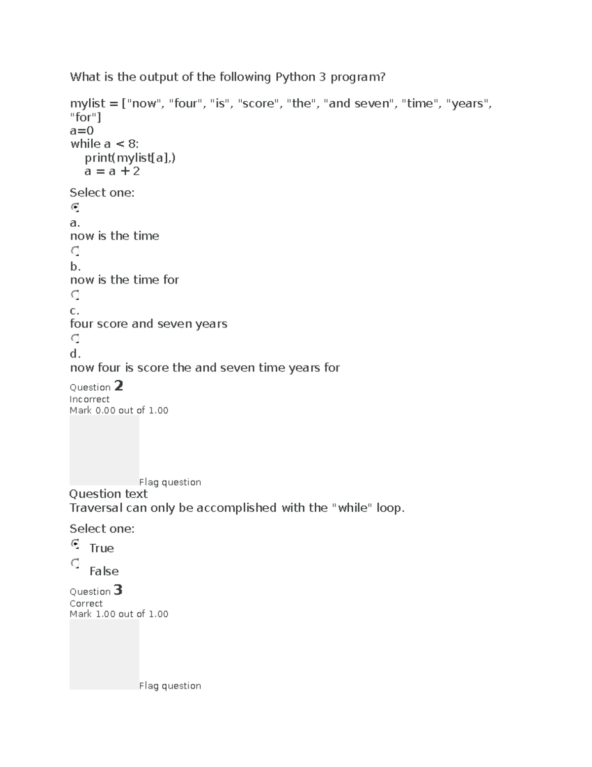 Quiz6-nongrade - Quiz - What is the output of the following Python 3 ...