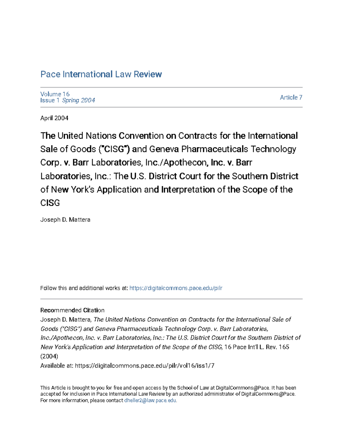 The United Nations Convention on Contracts for the International - v ...