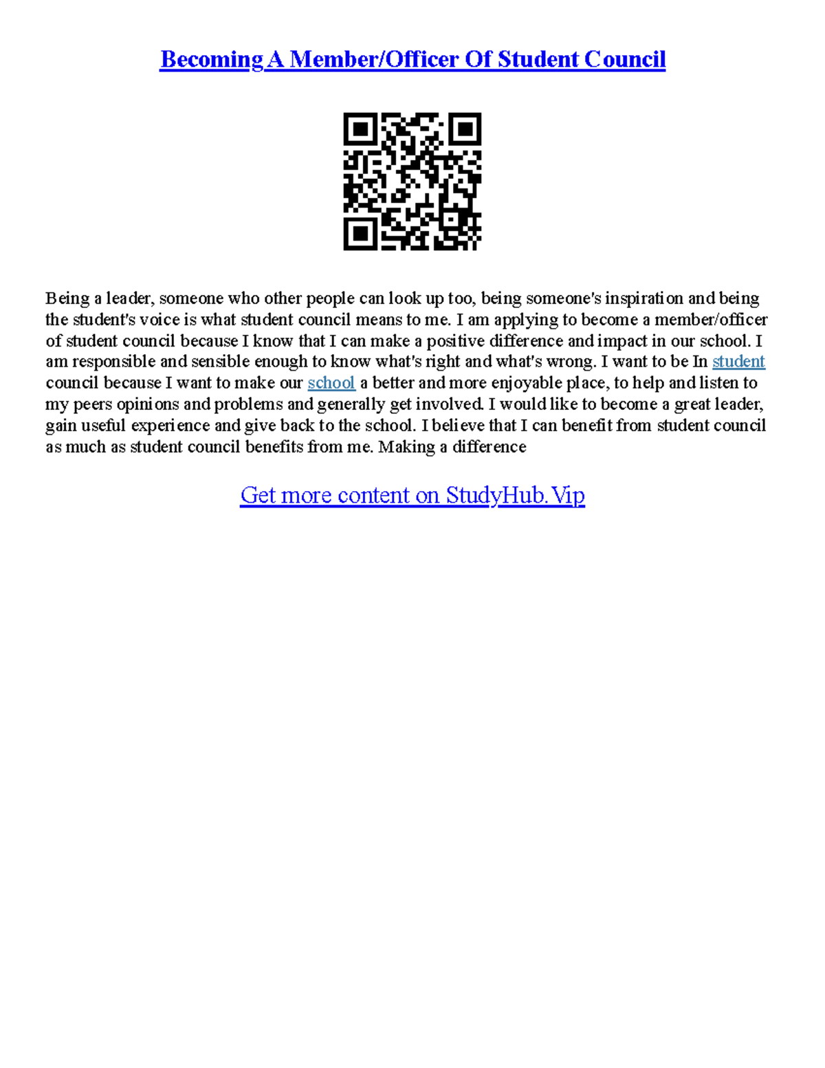 Student Council Essays - Becoming A Member/Officer Of Student Council ...