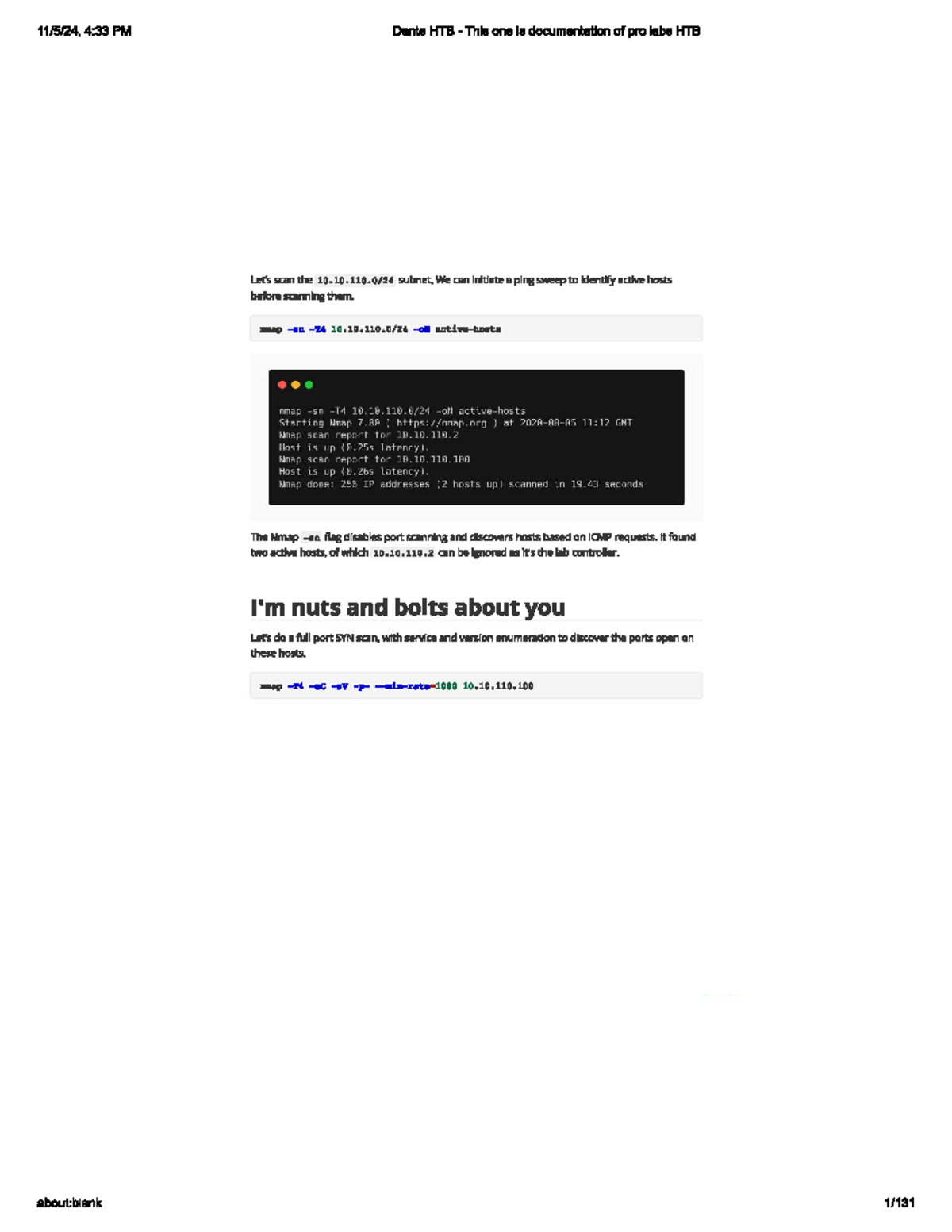 Dante - aasd - 4:33 PM Dante HTB This one is documentation of pro labs HTB scan the subnet. We ...