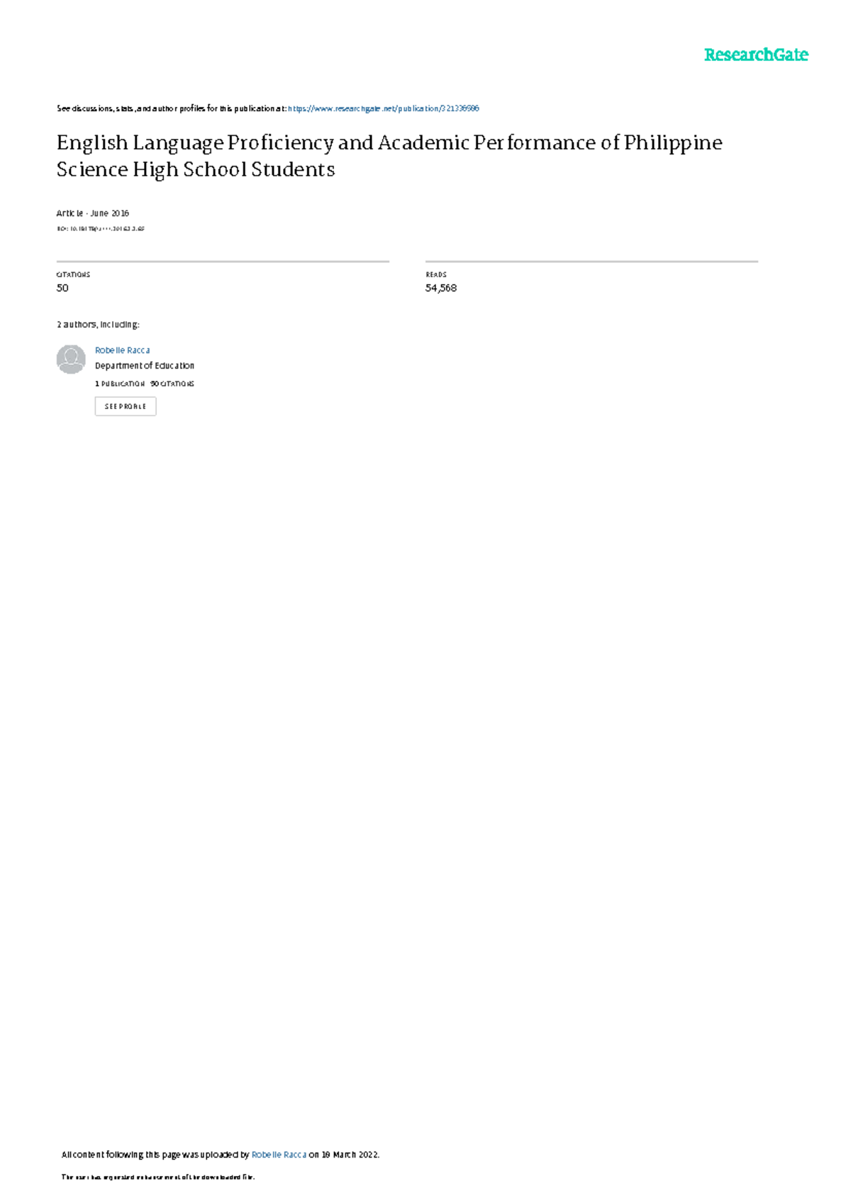 English Language Proficiency and Academic Performa (1) - See ...