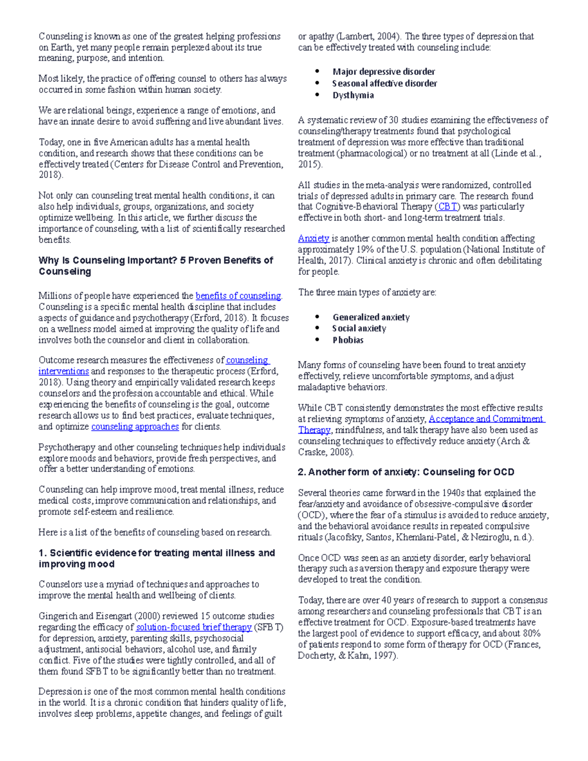 Counseling is known as one of the greatest helping professions on Earth ...