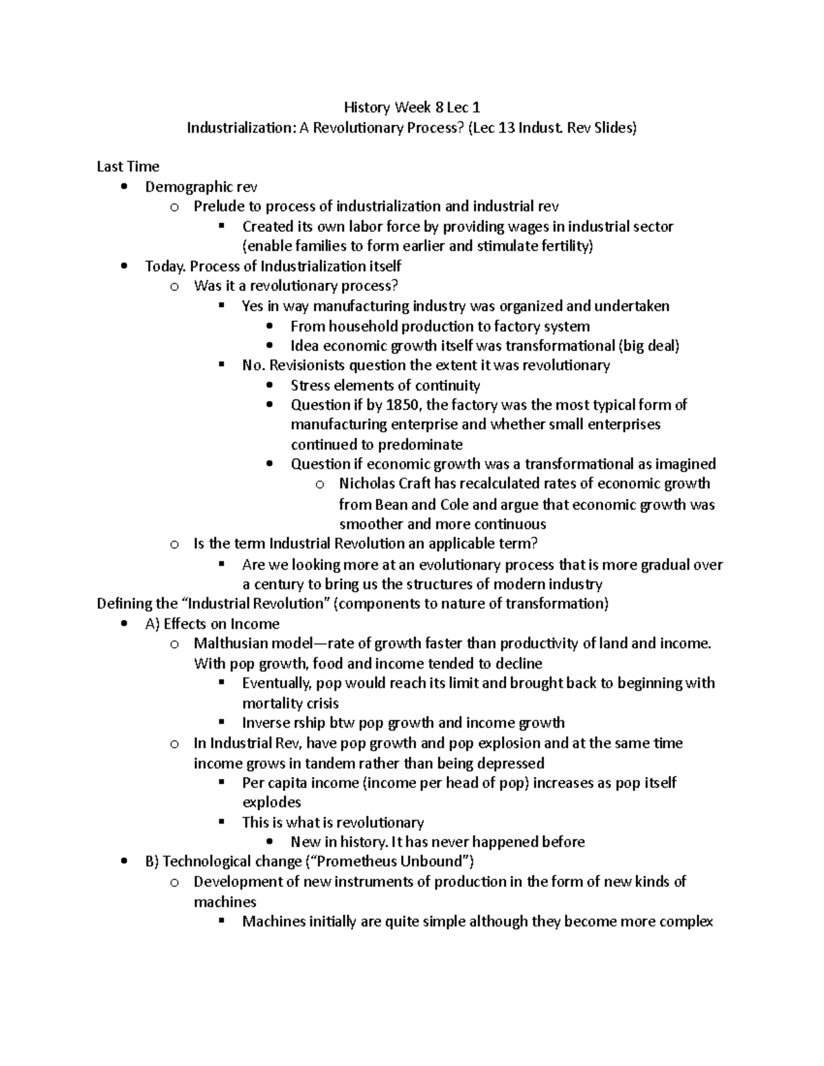History Week 8 Lec 1 - Lecture notes 8.1 - History Week 8 Lec 1 ...