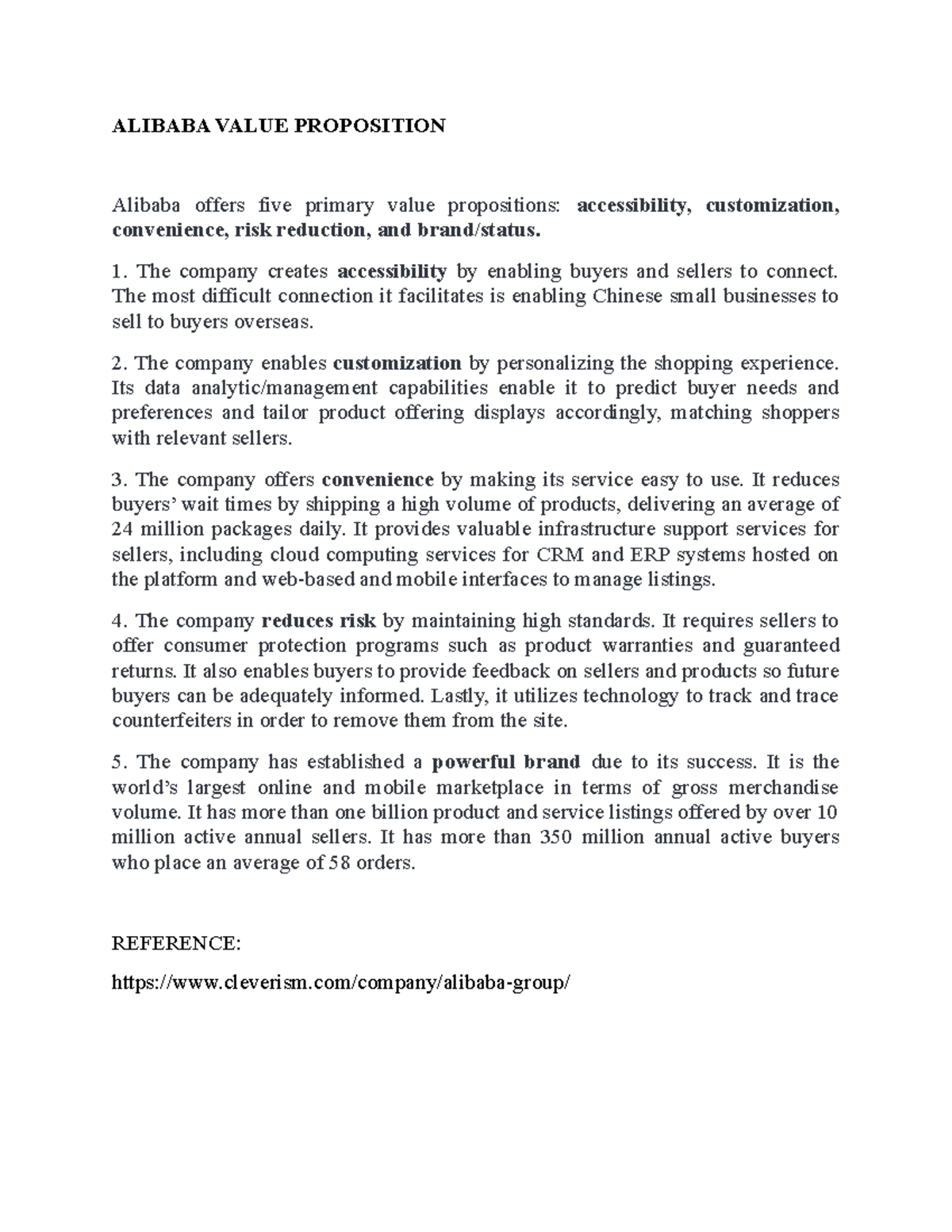 Alibaba- Value- Proposition - ALIBABA VALUE PROPOSITION Alibaba offers ...