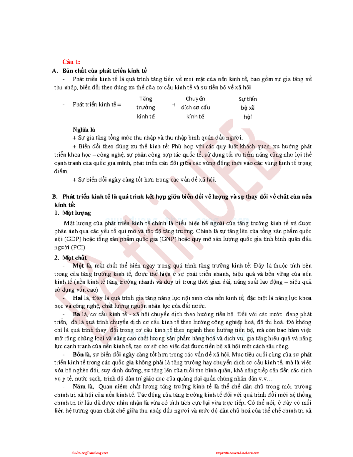 Kinh-te-phat-trien phan-tien-ngoc ktpt de-cuong -ueb - [cuuduongthancong - Câu 1: A. Bản chất ...