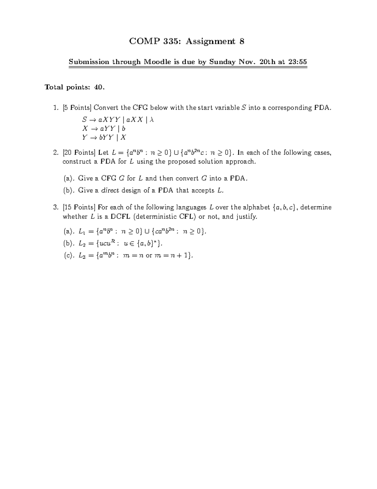 Asg8 - 8th assignment solution complete - COMP 335: Assignment 8 Submission through Moodle is ...