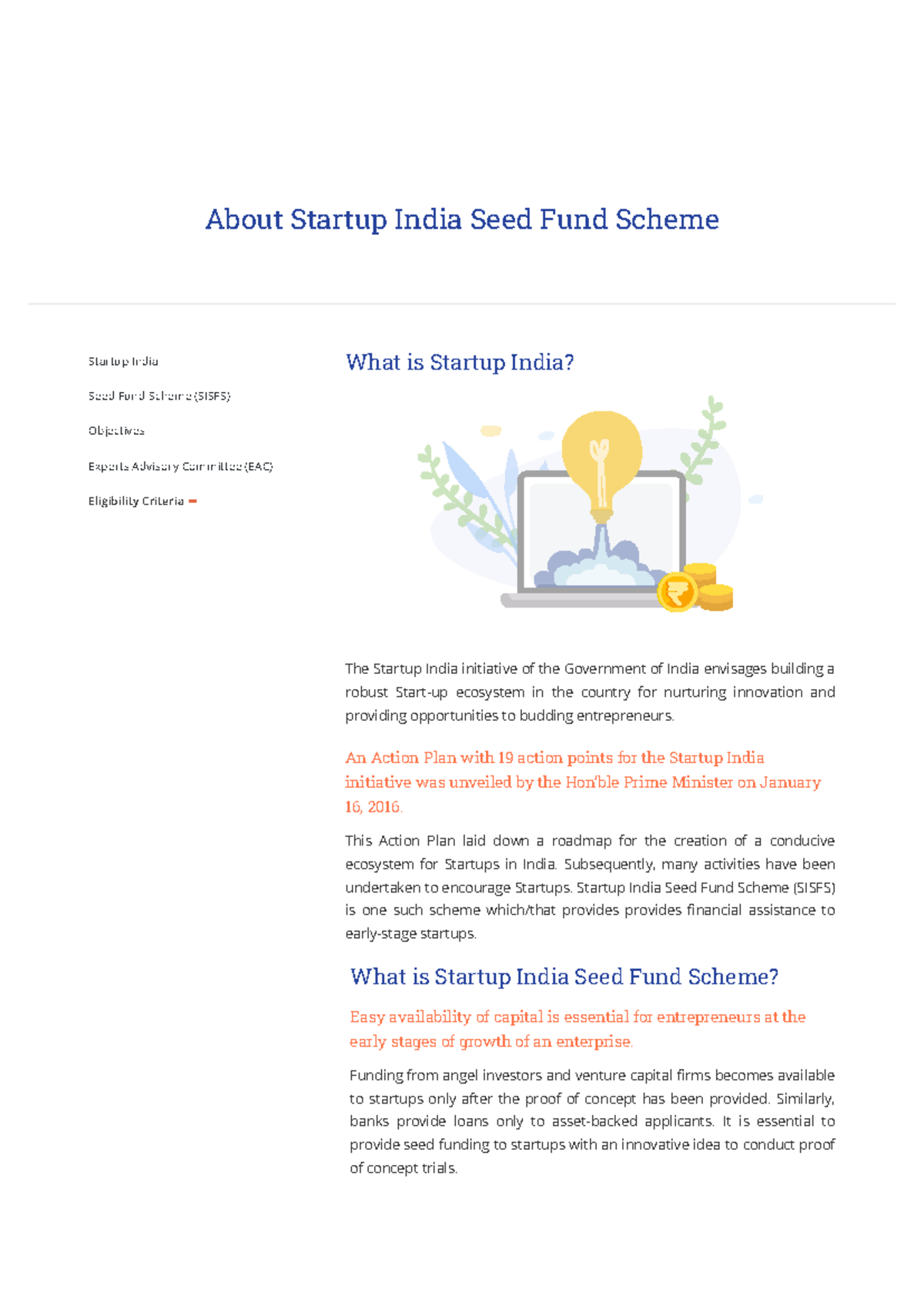 Start Up India Seed Fund Scheme - About Startup India Seed Fund Scheme ...