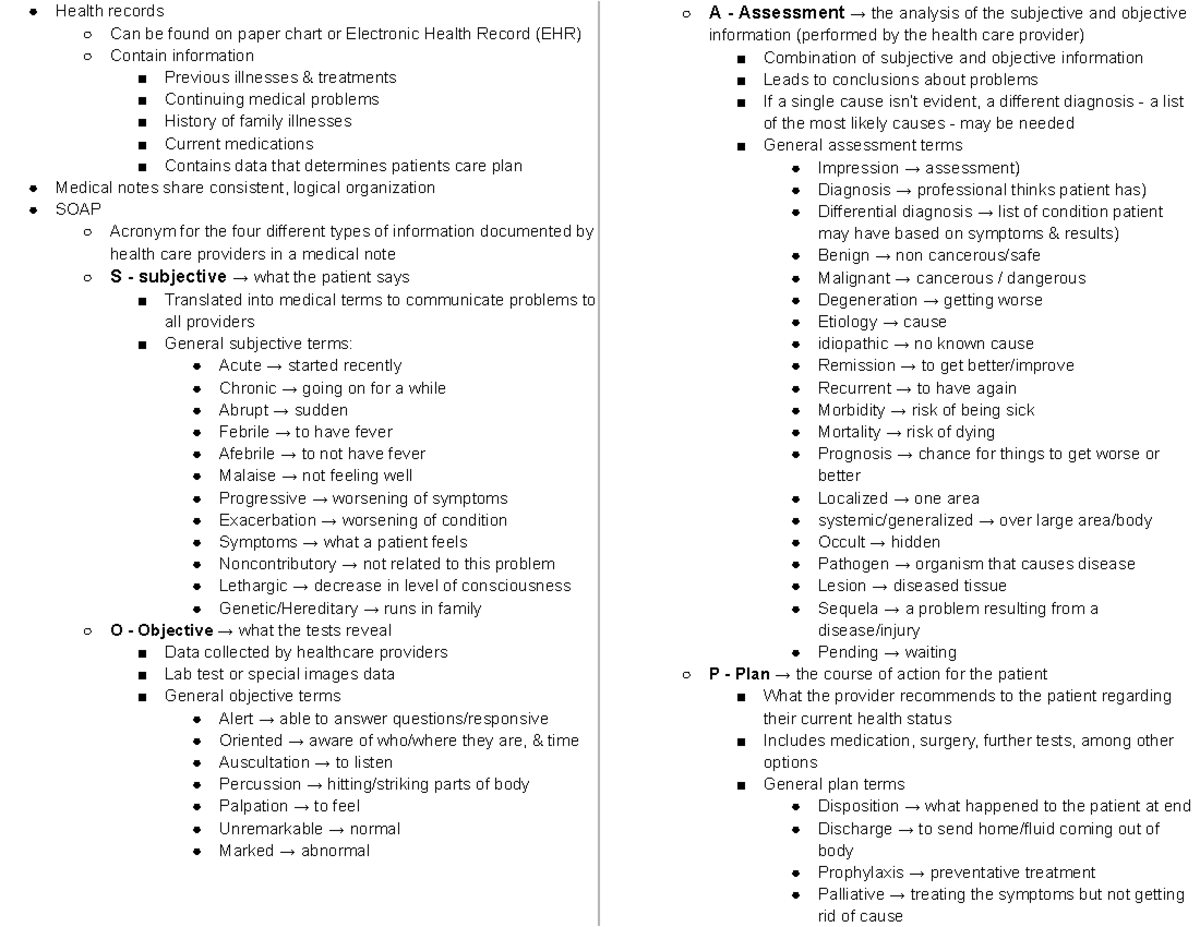 Chapter 2 medical term - Health records Can be found on paper chart or ...